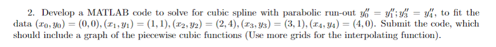 Solved Develop a MATLAB code to solve for cubic spline with | Chegg.com