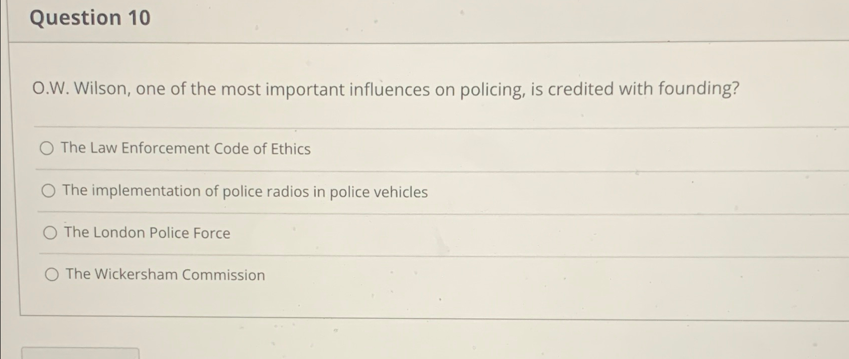 Solved Question 10O.W. ﻿Wilson, one of the most important | Chegg.com