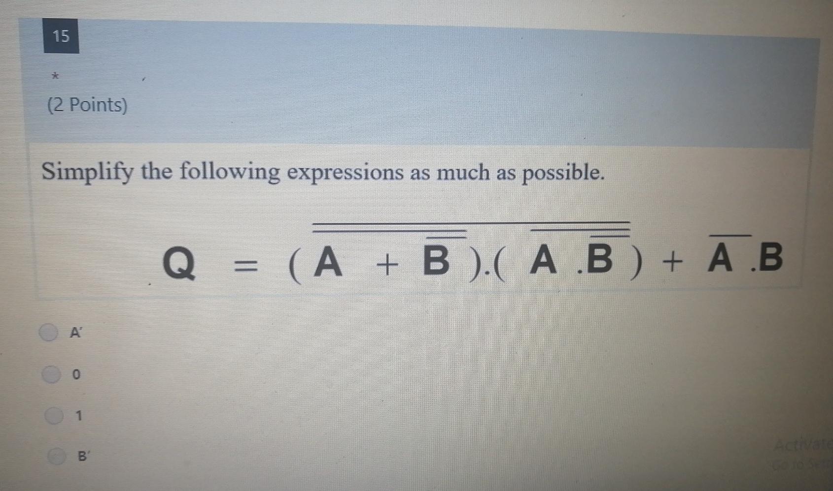 Solved 15 (2 Points) Simplify the following expressions as | Chegg.com