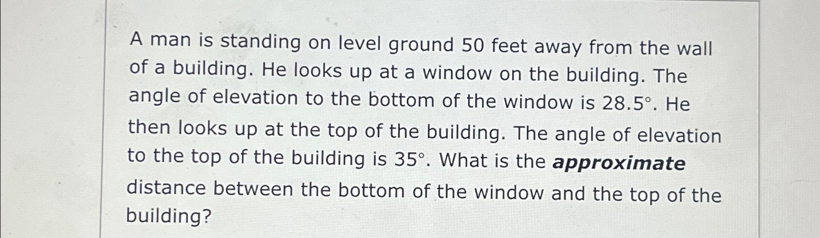 Solved A man is standing on level ground 50 feet away from | Chegg.com