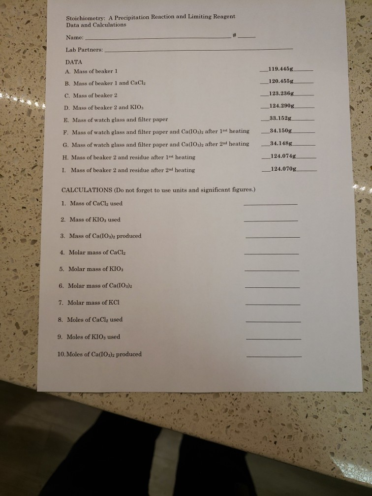 Solved Stoichiometry: A Precipitation Reaction and Limiting | Chegg.com