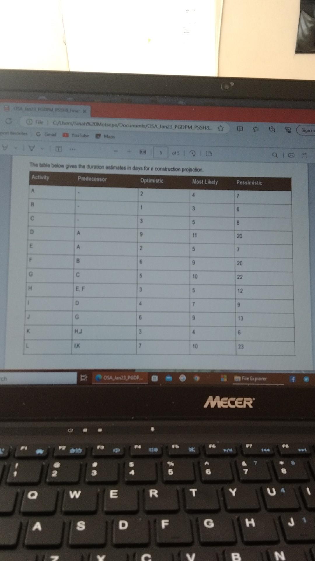 Solved 6 1 Determine The Expected Completion Time For Each