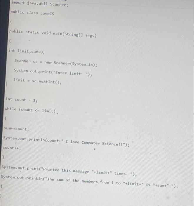 Solved import java.util.Scanner; public class Lovers public | Chegg.com