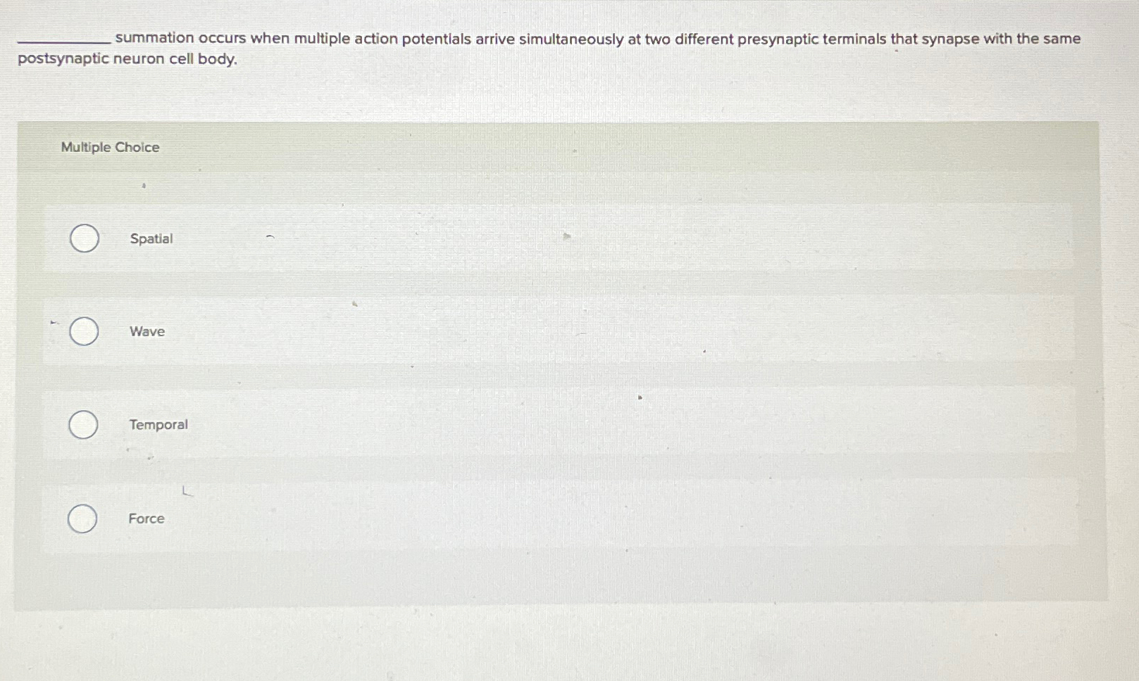 Solved summation occurs when multiple action potentlals | Chegg.com