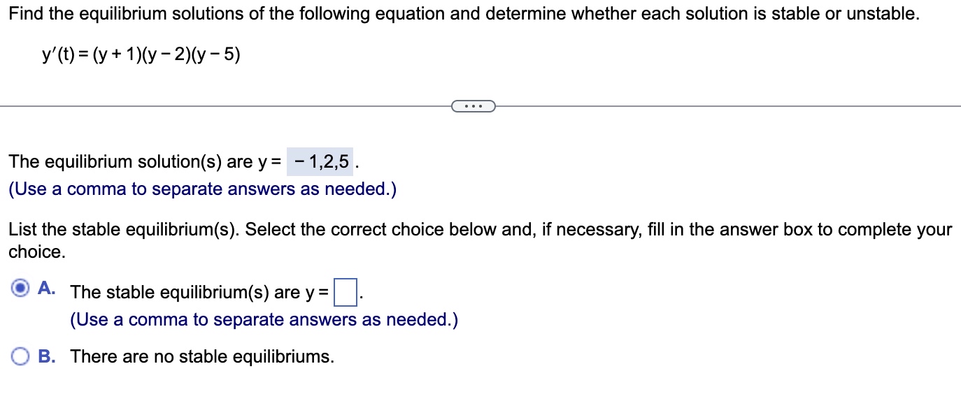 Solved Find the equilibrium solutions of the following | Chegg.com