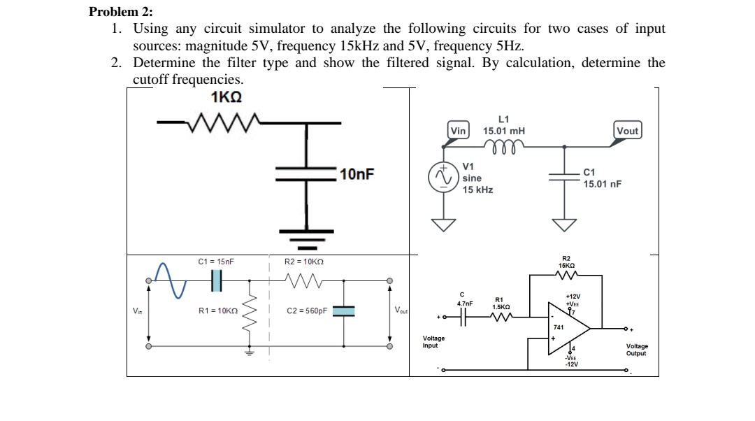 Solved Problem 2:Using any circuit simulator to analyze the | Chegg.com
