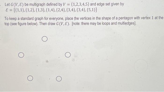 Solved Let G(V,E) be multigraph defined by V={1,2,3,4,5} and | Chegg.com