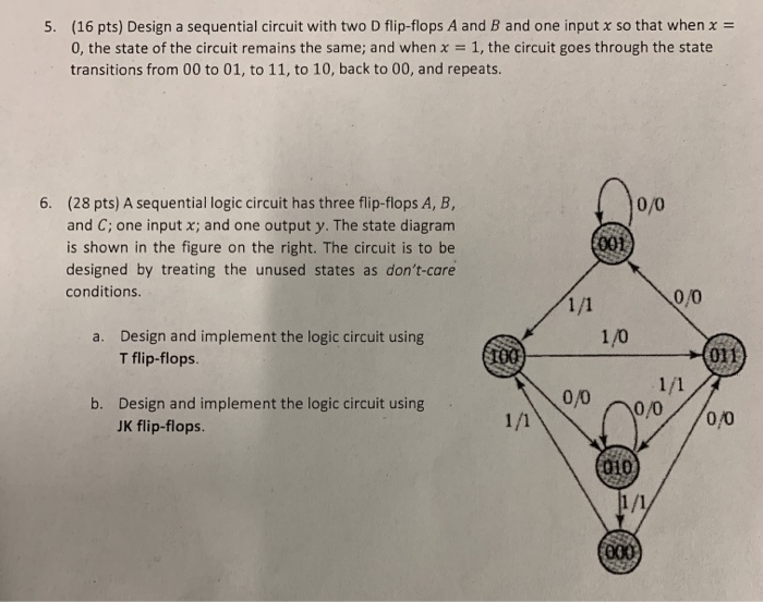 Solved 5. (16 pts) Design a sequential circuit with two D | Chegg.com
