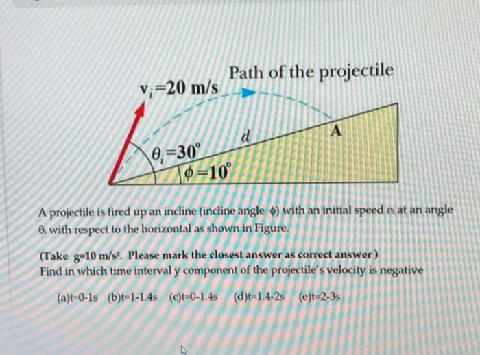 Solved A projectile is fired up an incline (incline angle ϕ | Chegg.com