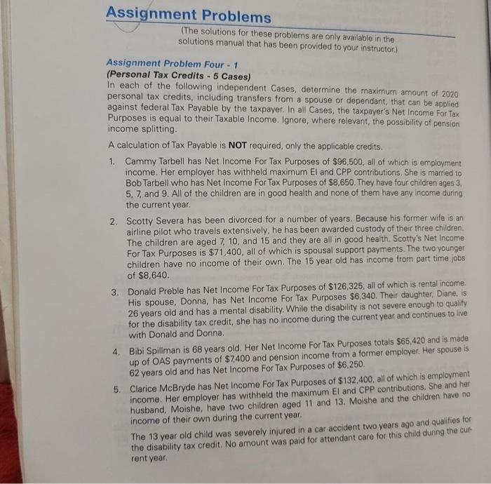 Assignment Problems (The solutions for these problems | Chegg.com