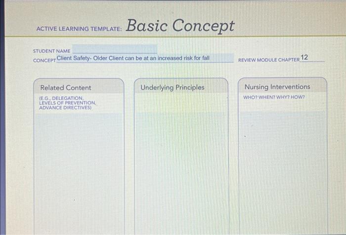 Solved activelearning template: Basic Concept STUDENT NAME | Chegg.com