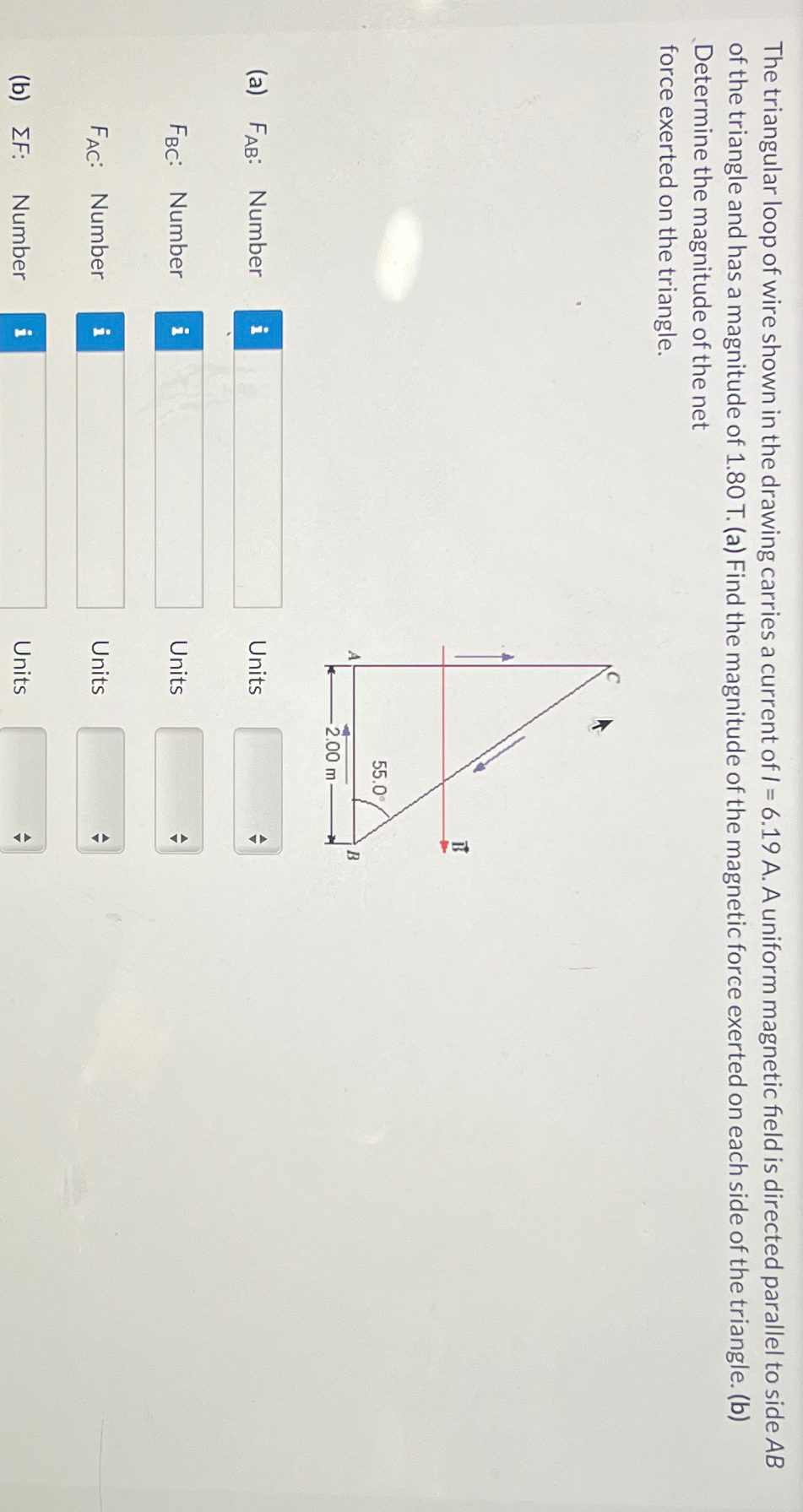 Solved The triangular loop of wire shown in the drawing | Chegg.com