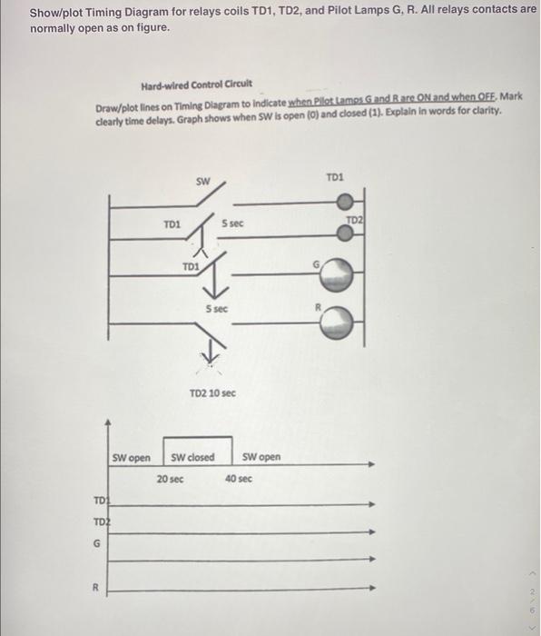 Solved Show/plot Timing Diagram for relays coils TD1, TD2, | Chegg.com