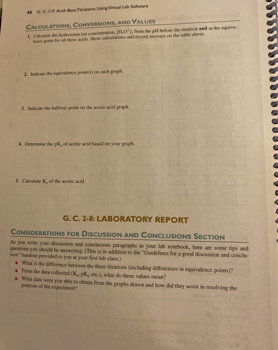 G.C. 2-8 Acid Base Titrations. Need help with Data | Chegg.com