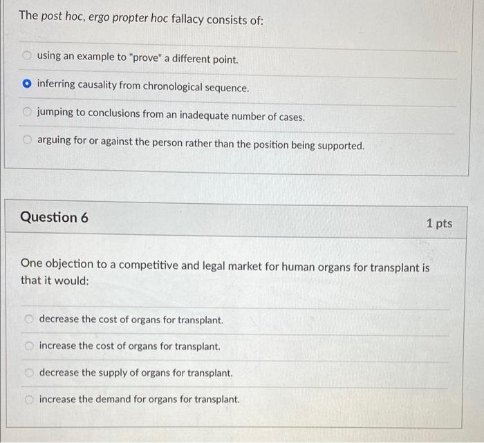 Solved The post hoc, ergo propter hoc fallacy consists of: | Chegg.com