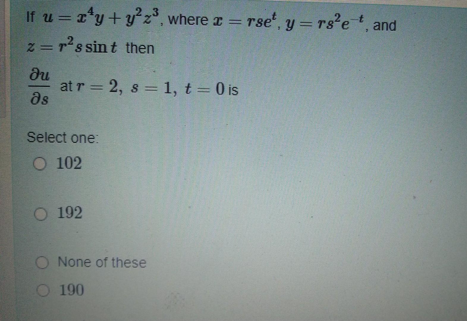 Solved If u=x4y+y2z3, where x=rset,y=rs2e−t, and z=r2ssint | Chegg.com
