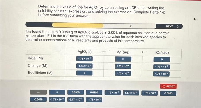 Solved Determine the value of Ksp for AgIO3 by constructing | Chegg.com