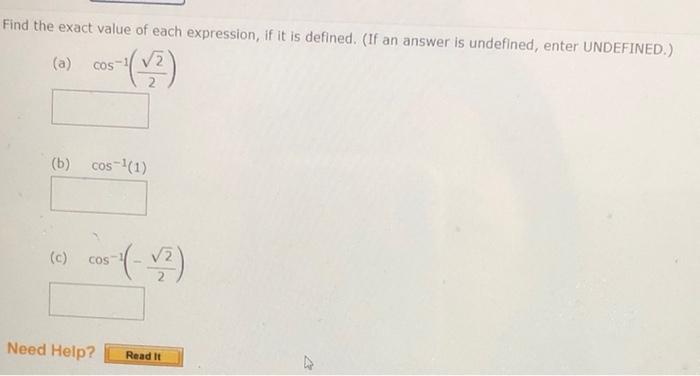 Solved Find the exact value of each expression, if it is | Chegg.com