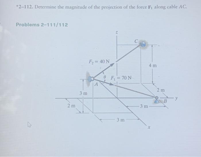 Solved -2-112. Determine the magnitude of the projection of | Chegg.com