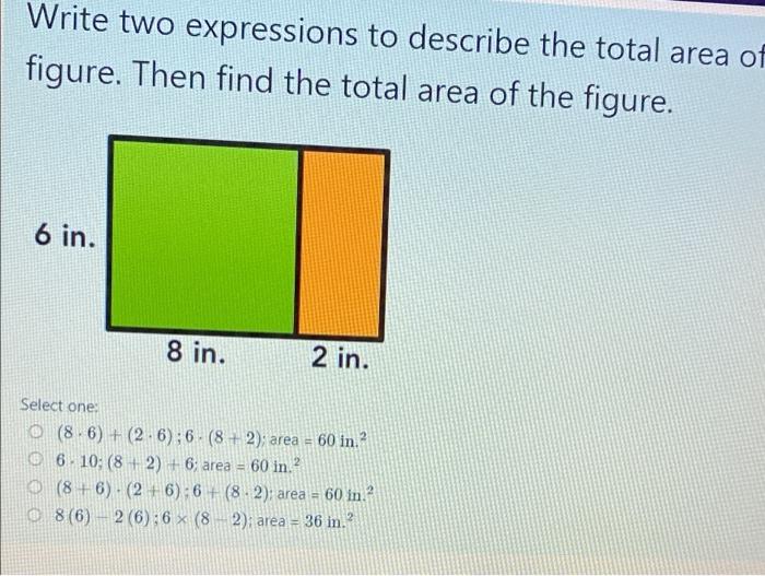 Solved Write two expressions to describe the total area of | Chegg.com