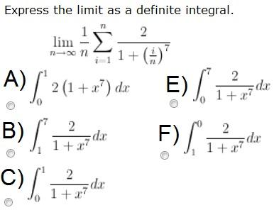 Solved Express the limit as a definite integral. lim n | Chegg.com
