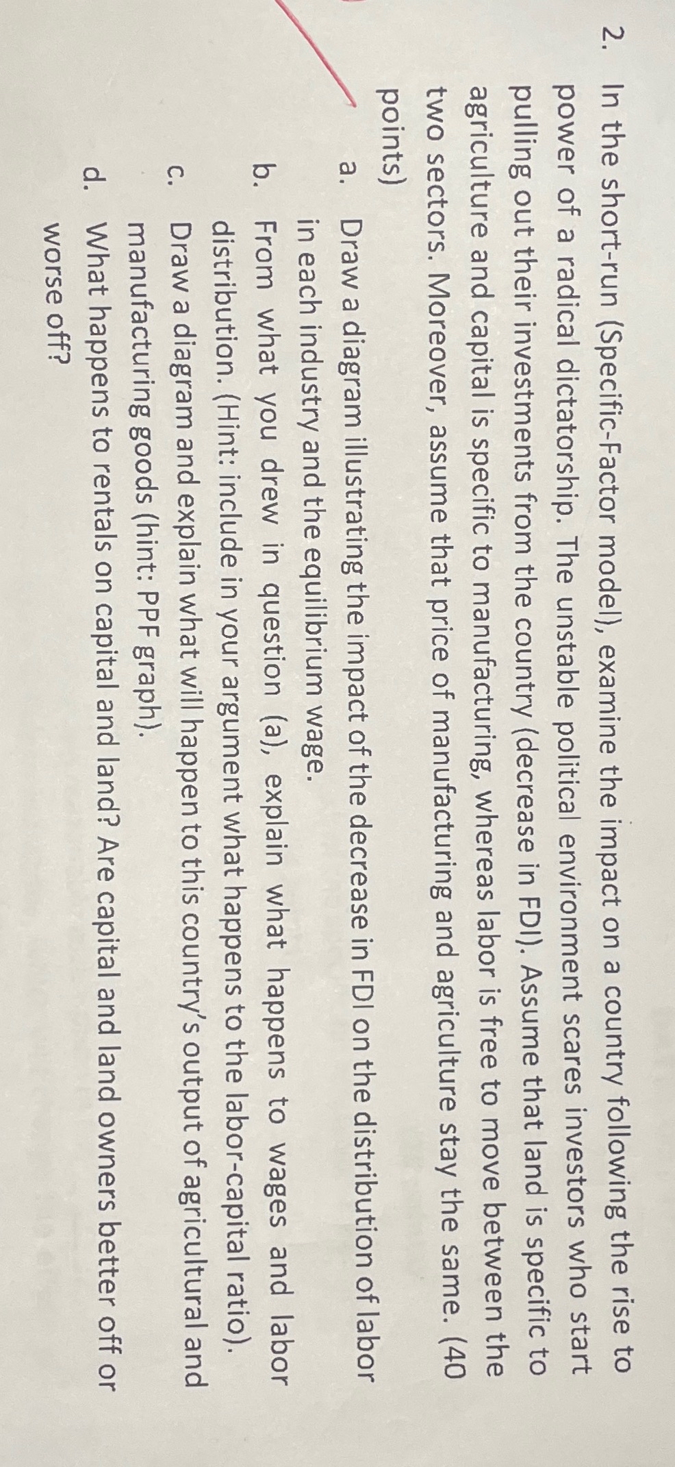 Solved In the short-run (Specific-Factor model), ﻿examine | Chegg.com