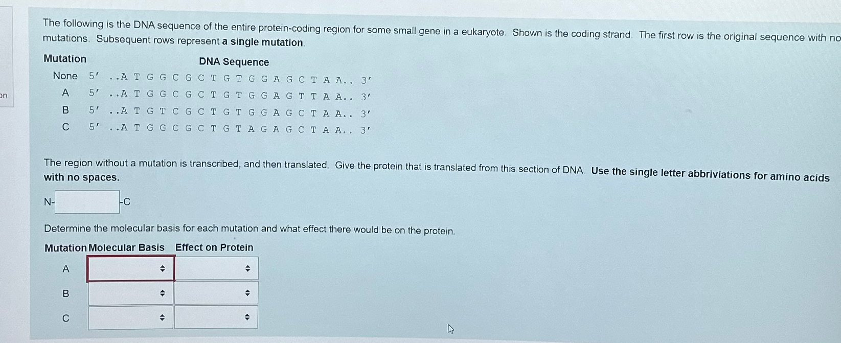 Solved The following is the DNA sequence of the entire | Chegg.com