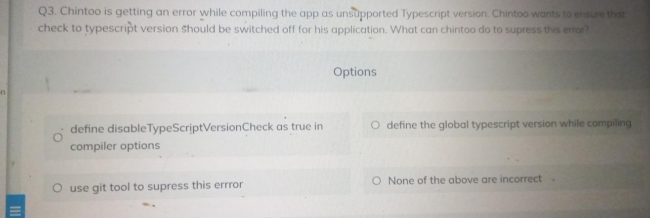 Solved Q3. ﻿Chintoo is getting an error while compiling the | Chegg.com