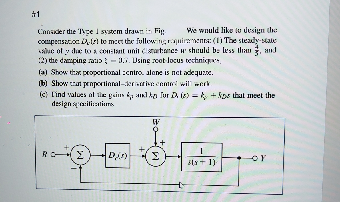 Solved #1Consider the Type 1 ﻿system drawn in Fig. We would | Chegg.com