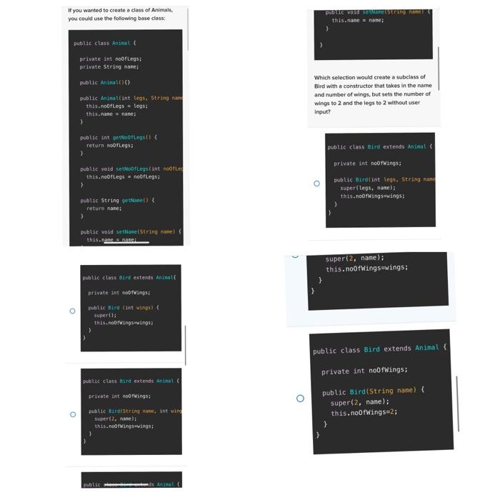 Solved If you wanted to create a class of Animals. you could | Chegg.com
