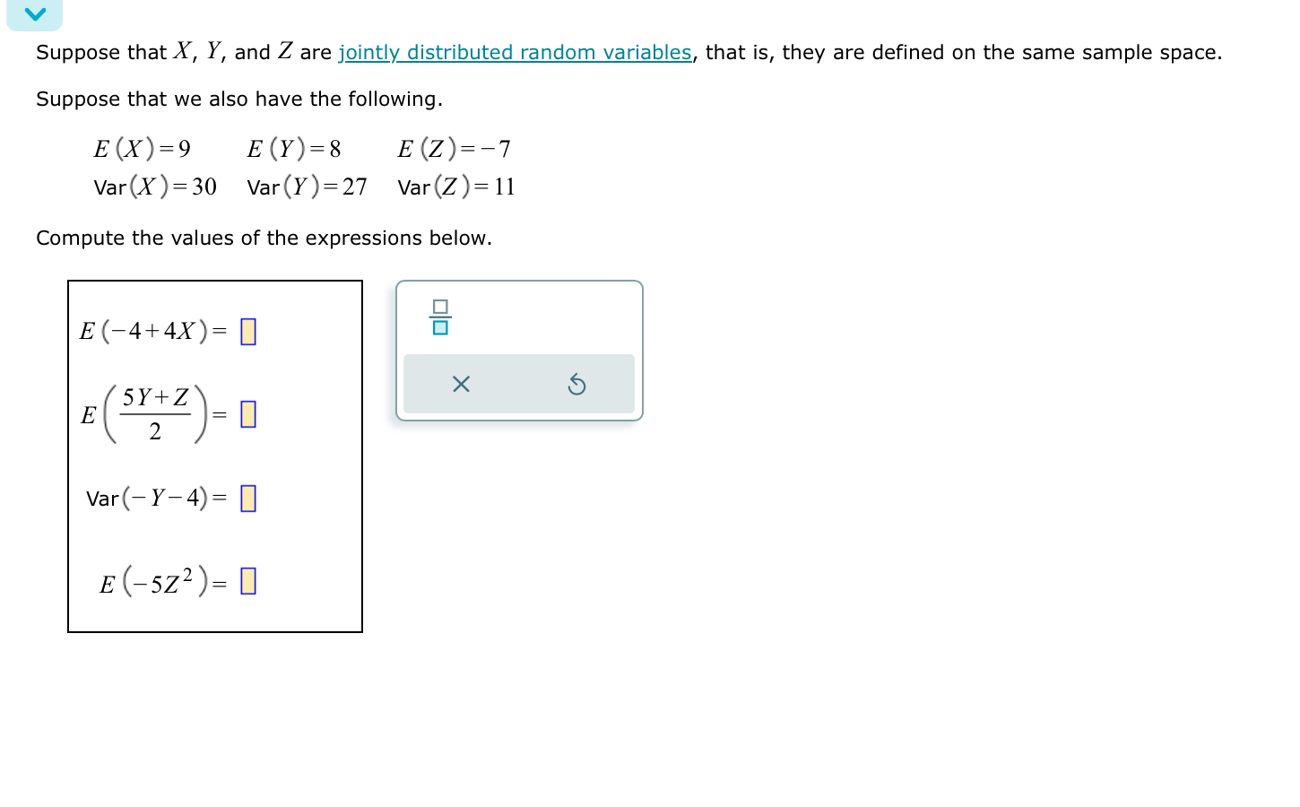 Solved Suppose that x,Y, ﻿and Z ﻿are jointly distributed | Chegg.com