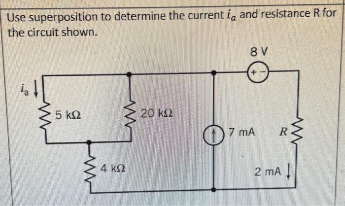 Solved Use superposition to determine the current ia and | Chegg.com