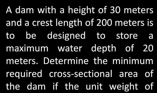 Solved A dam with a height of 30 ﻿meters and a crest length | Chegg.com