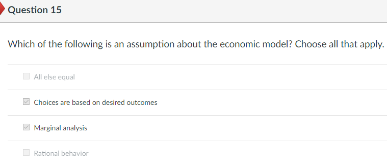 Solved Question 15Which of the following is an assumption | Chegg.com
