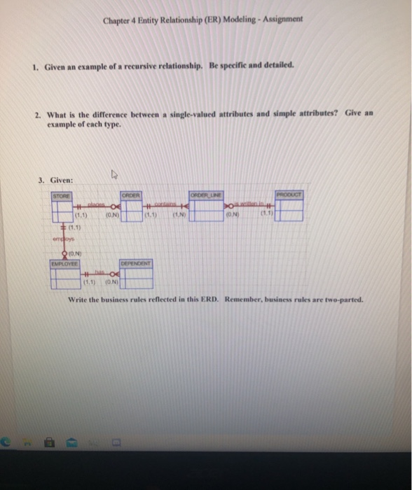 Solved Chapter 4 Entity Relationship (ER) Modeling - | Chegg.com