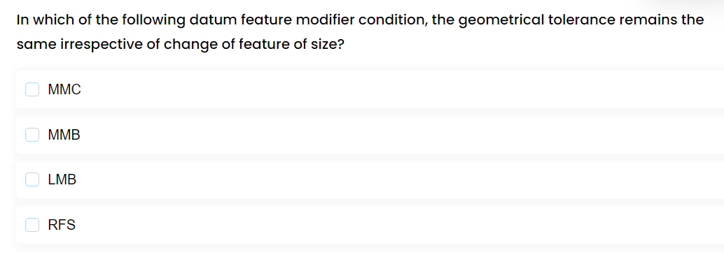 Solved In which of the following datum feature modifier | Chegg.com