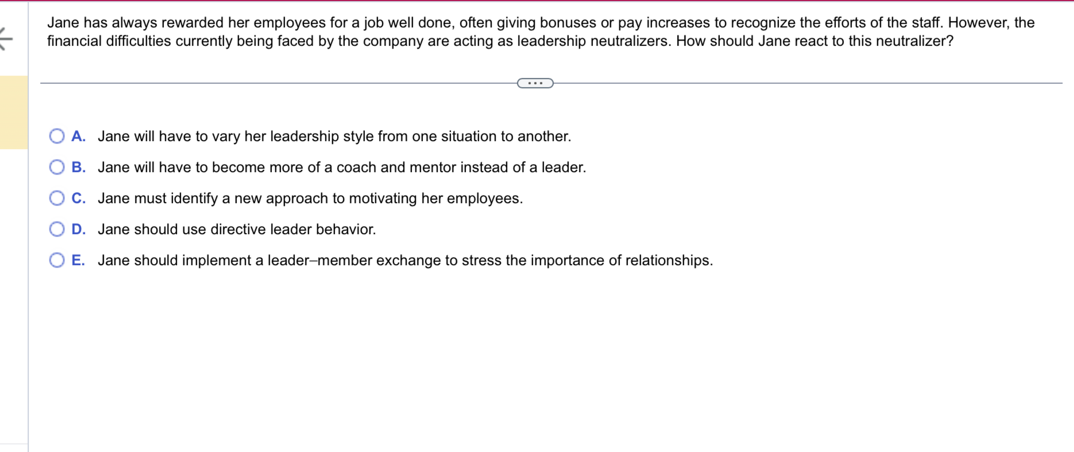 Solved Jane has always rewarded her employees for a job well | Chegg.com