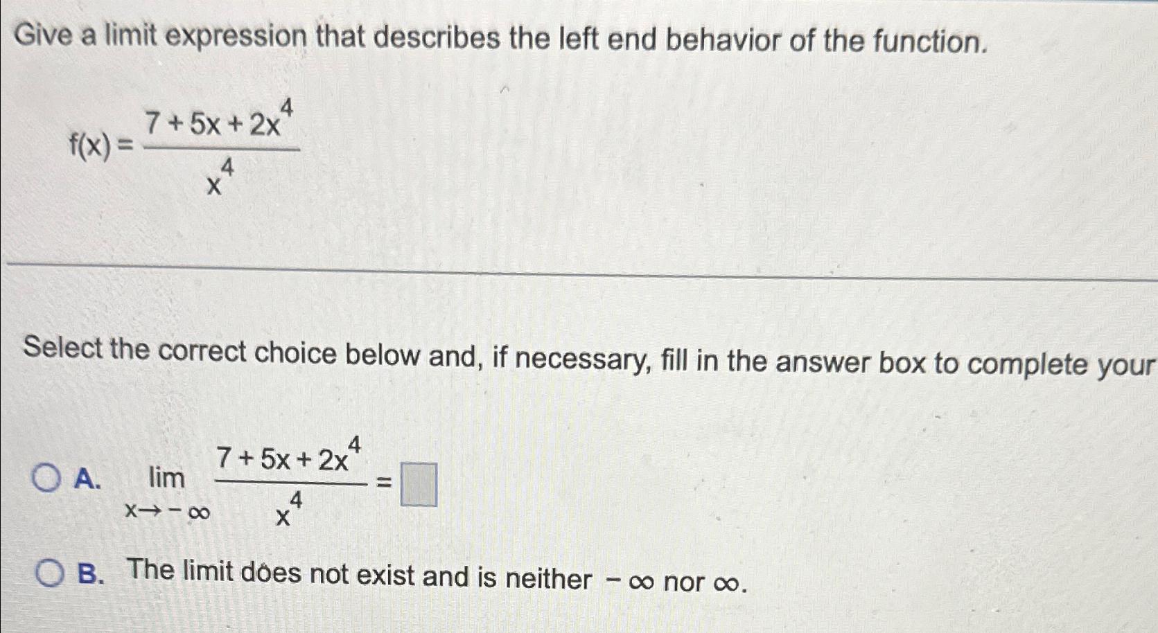 Solved Give a limit expression that describes the left end | Chegg.com