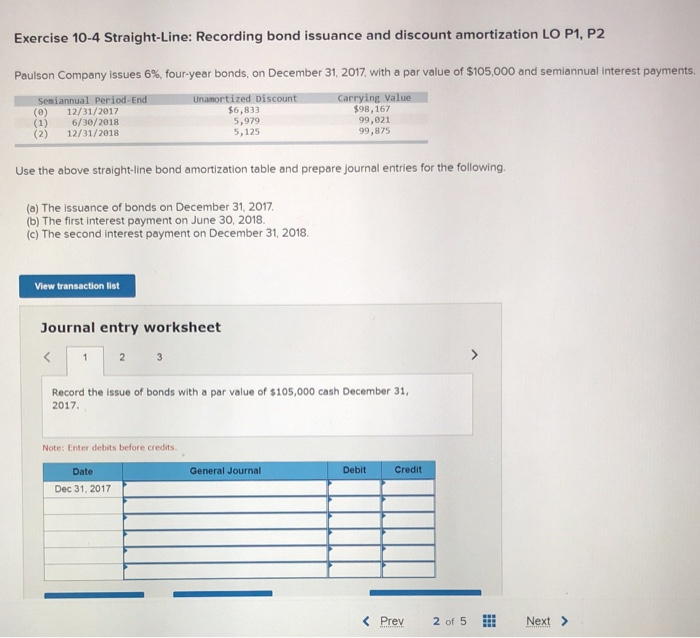 Solved Exercise 10-4 Straight-Line: Recording bond issuance | Chegg.com Solved Exercise 10-4 Straight-Line: Recording bond issuance | Chegg.com