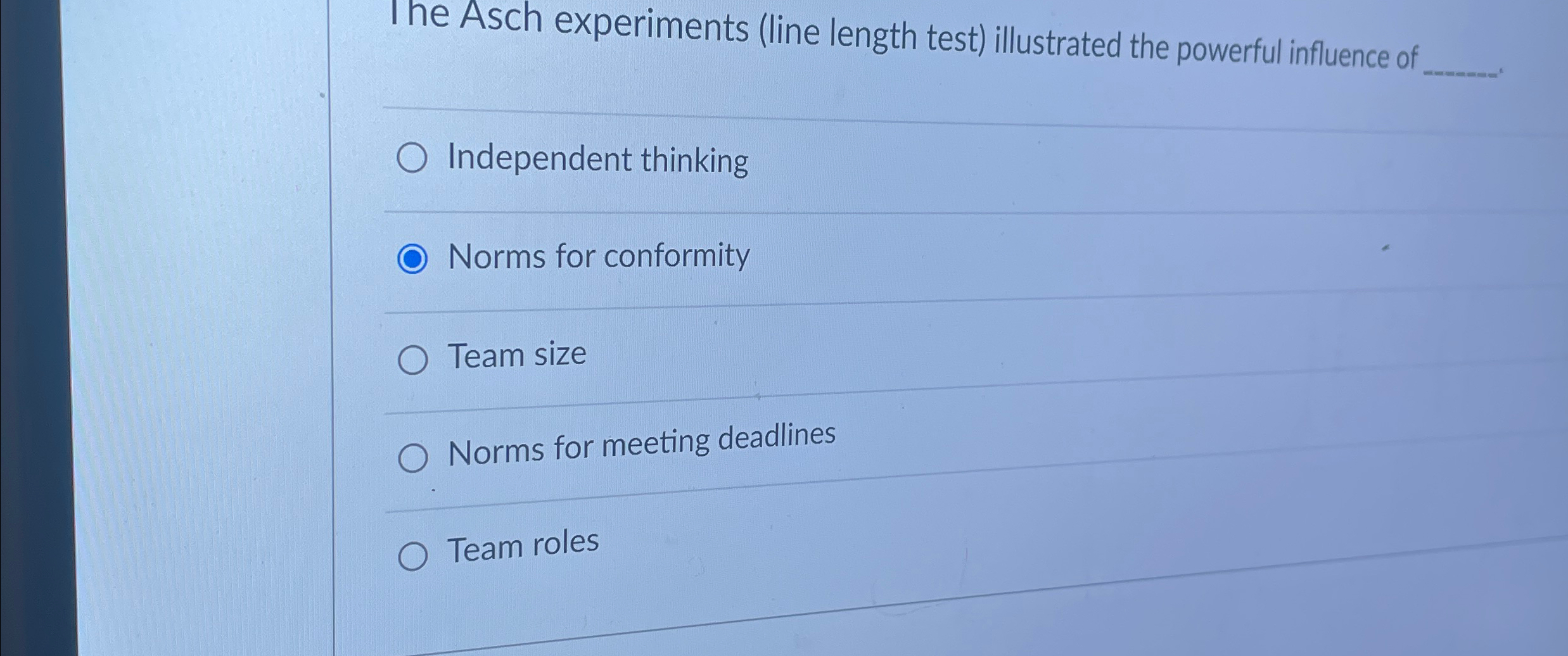 Solved The Asch experiments (line length test) ﻿illustrated | Chegg.com