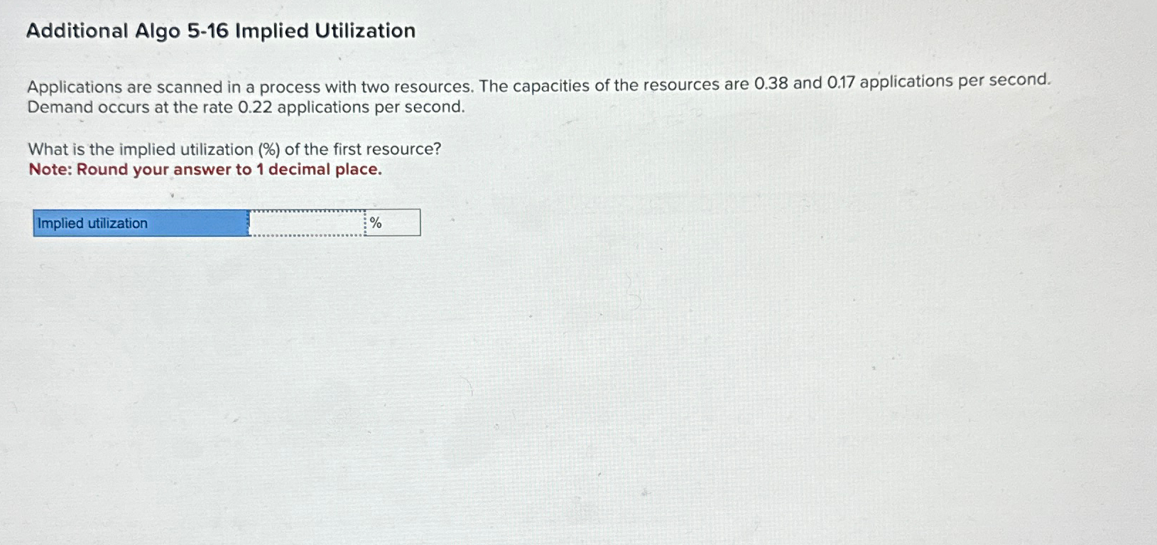 Solved Additional Algo 5-16 ﻿Implied UtilizationApplications | Chegg.com