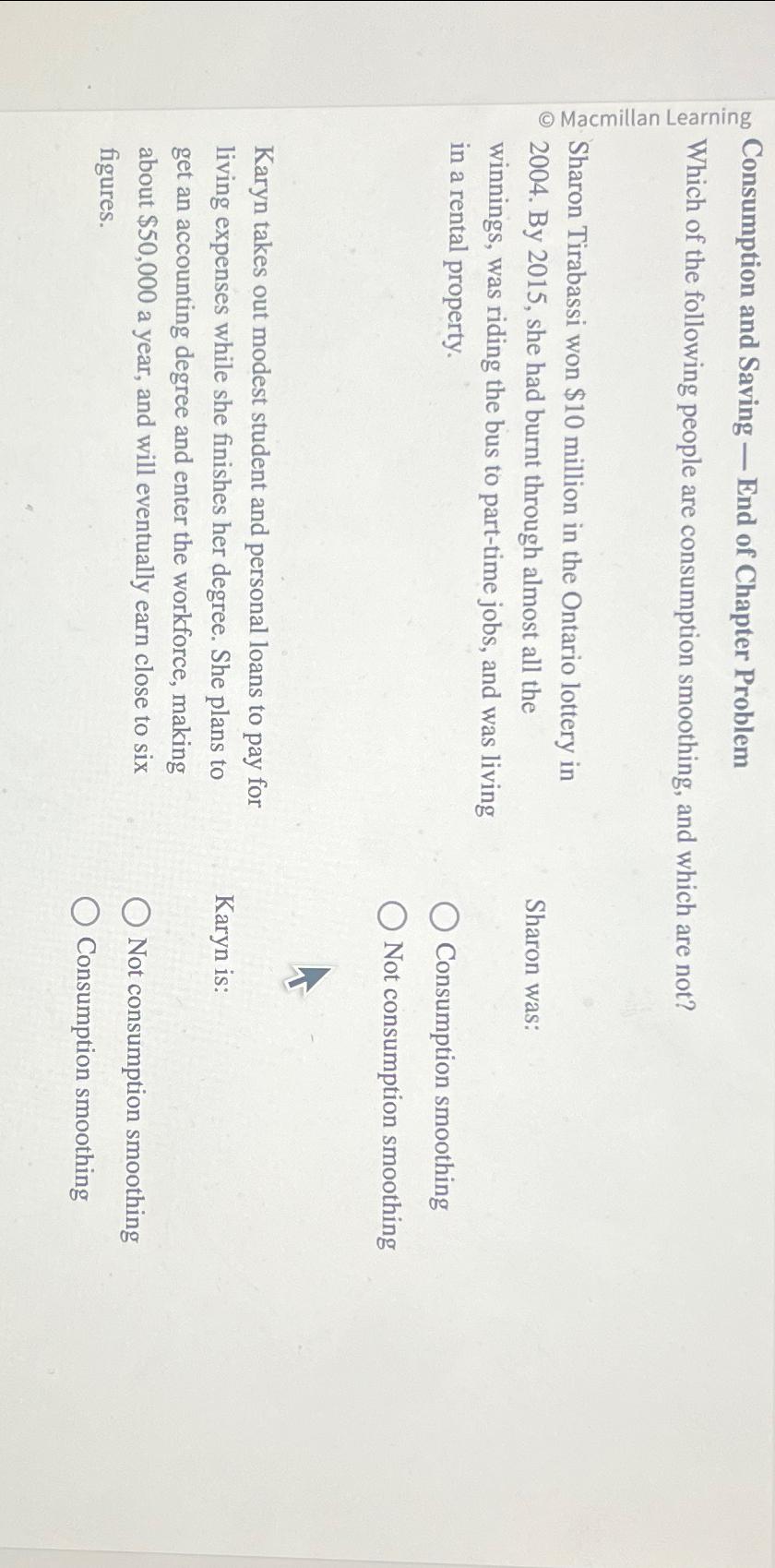 Solved ?5° ﻿Consumption and Saving - ﻿End of Chapter | Chegg.com