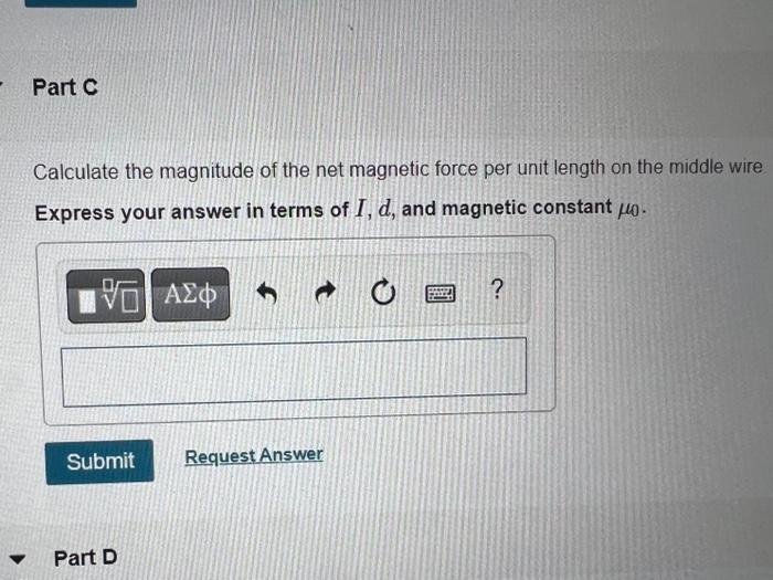 Solved Three parallel wires each carry current I in the | Chegg.com