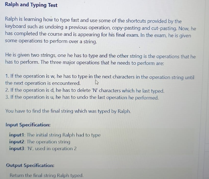 Solved Output Specification:Return the final string Ralph | Chegg.com