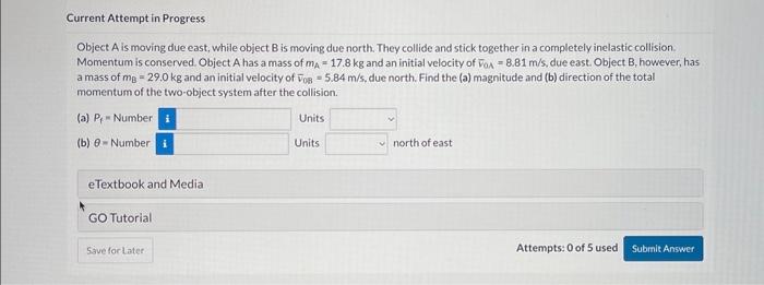 Solved Object A is moving due east, while object B is moving | Chegg.com