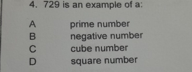 Solved 729 ﻿is an example of a ﻿:A prime numberB negative | Chegg.com