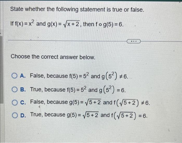 Solved State whether the following statement is true or | Chegg.com