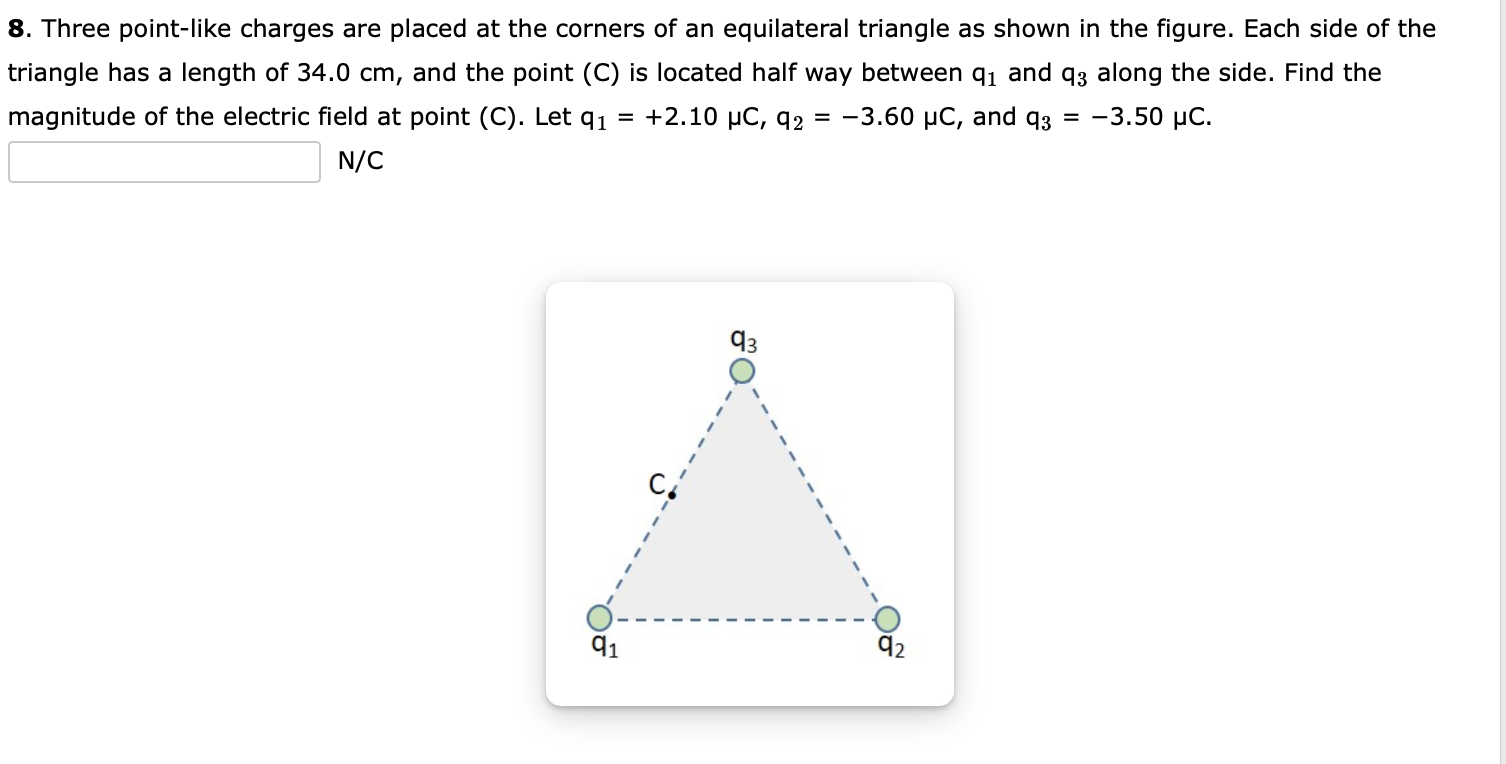Solved Three point-like charges are placed at the corners of | Chegg.com