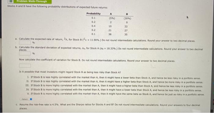 Solved Stocks A and 8 have the following probability | Chegg.com