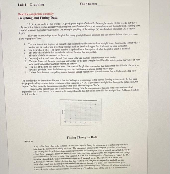 Solved Lab 1 - Graphing Your name: Read the assignment | Chegg.com